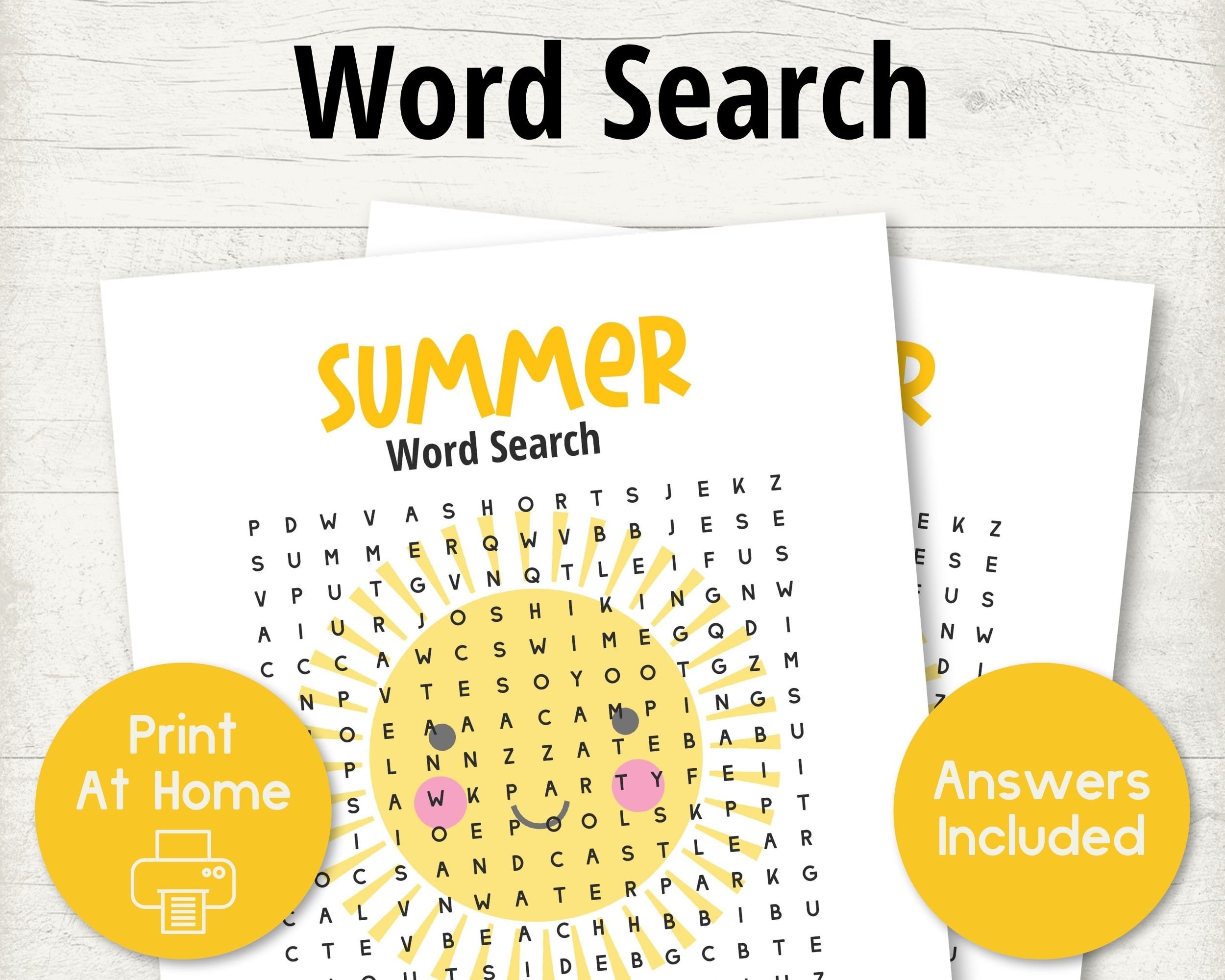 Summer Printable Games Bundle, Summer Word Games, End of School Year ...