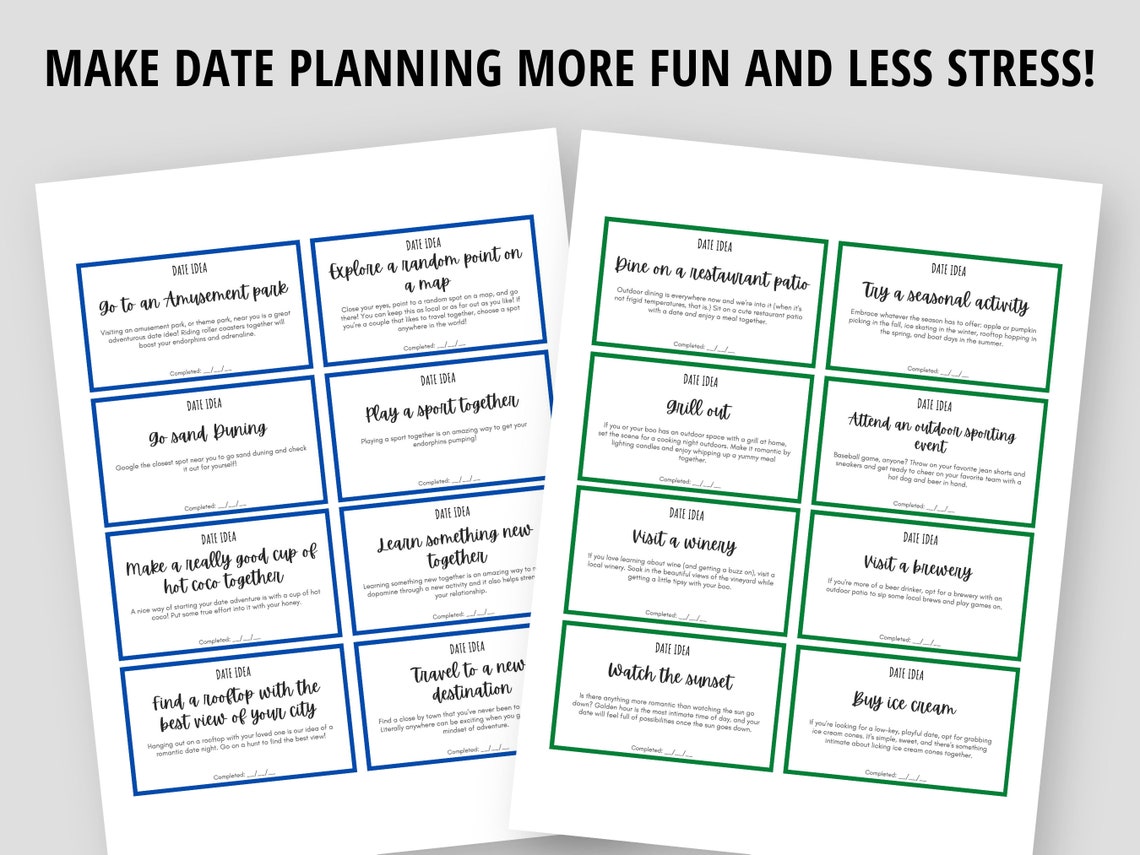 Printable Date Cards for Date Night, Date Night Idea Card Game, DIY ...