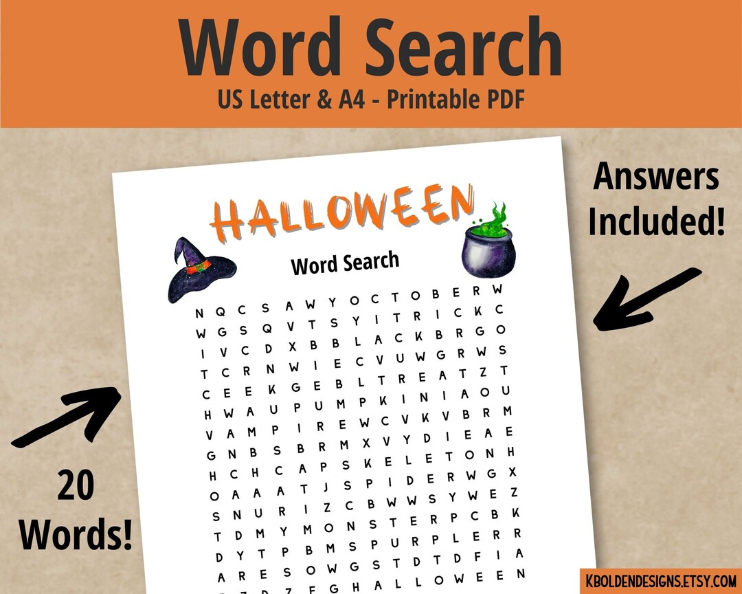 Halloween Party Game Printable Word Search Classroom Activity Kids ...