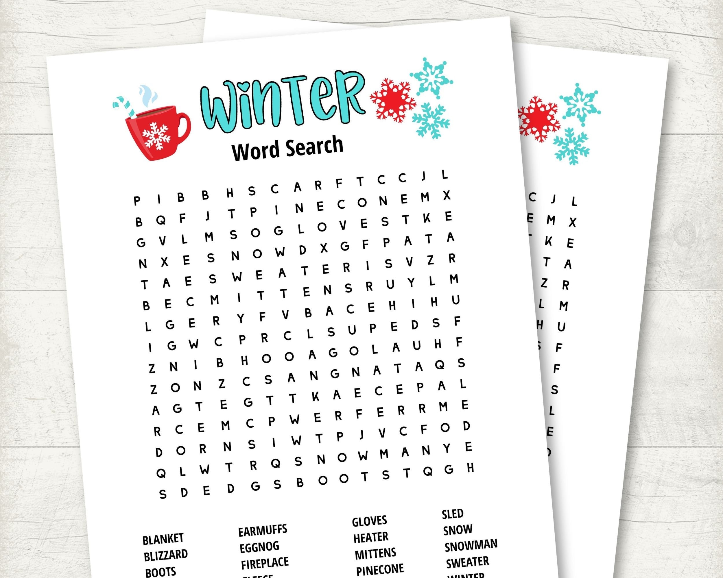 Winter Word Search, Printable Games, Digital Download, Word Games ...