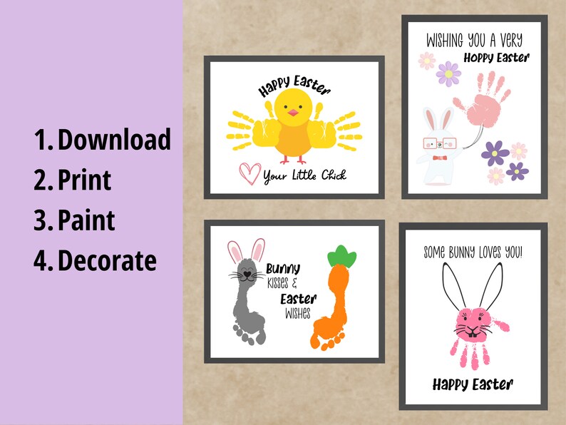 Easter Handprint Art, Easter Footprint Craft, Thumbprint Printable Art ...