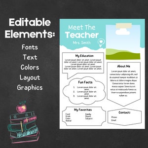 Editable Meet the Teacher Canva Template Newsletter Template Teacher ...