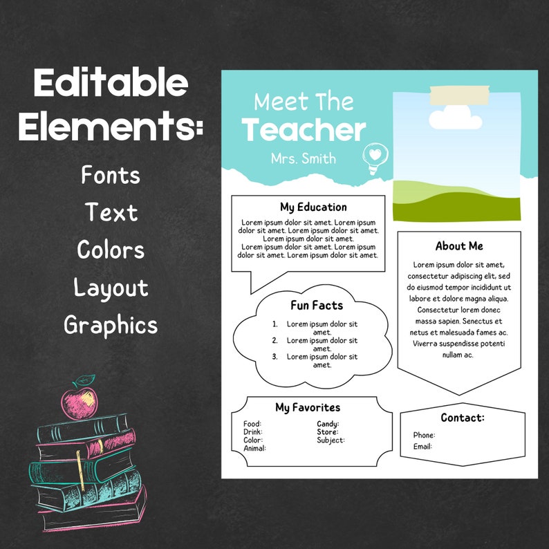 Editable Meet the Teacher Canva Template Newsletter Template Teacher ...