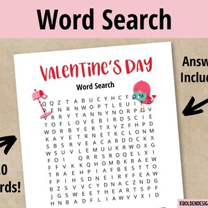 Valentine's Day Printable Activities Bundle, Word Search, Word Scramble ...