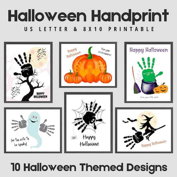 Halloween Pumpkin Painting Halloween Handprint Art Bundle, Handprint ...
