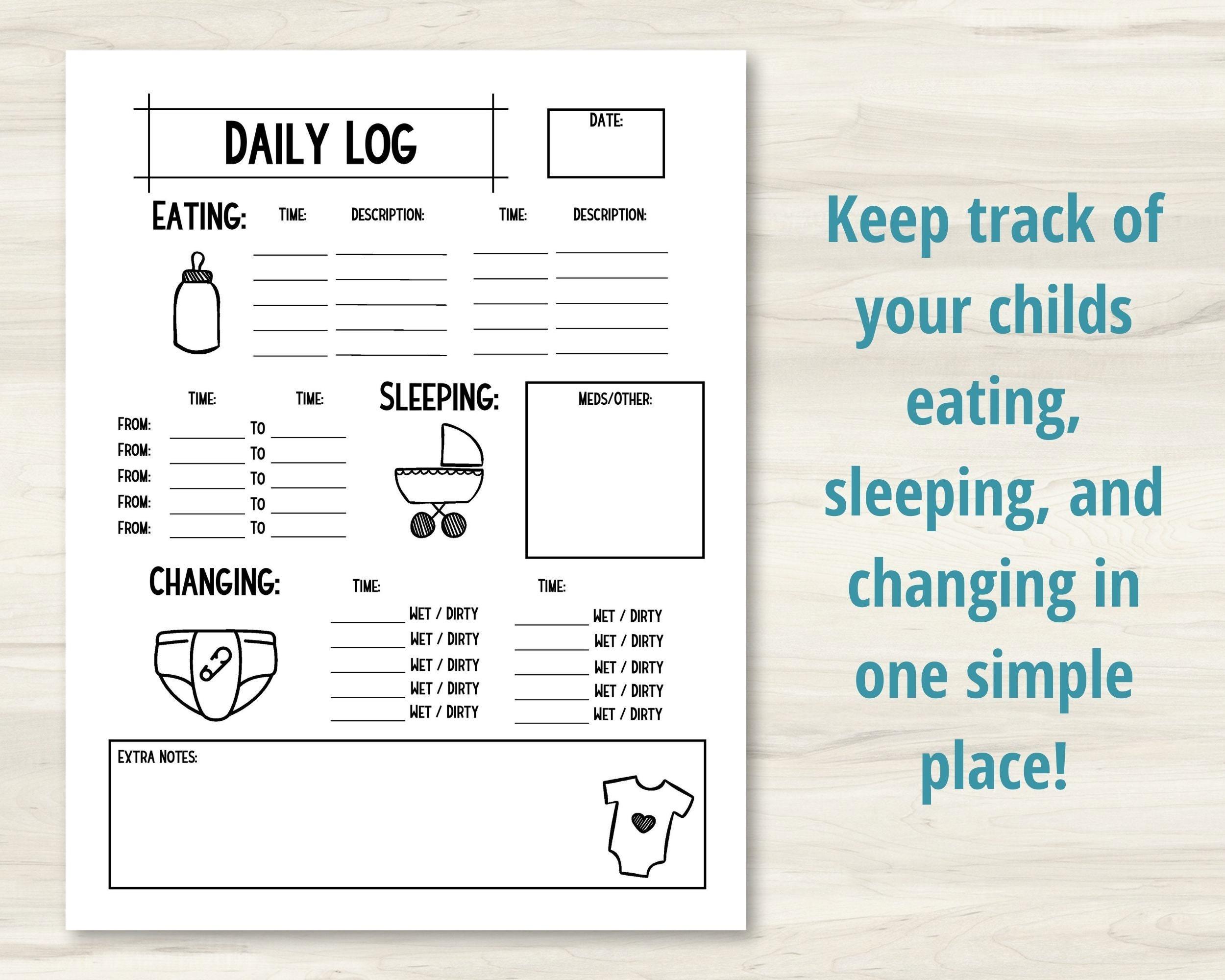 Baby Log and Schedule, Infant Daily Log Printable, Newborn Daily Log ...
