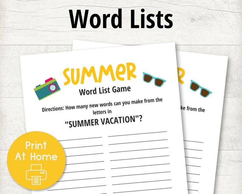 Summer Printable Games Bundle, Summer Word Games, End of School Year ...
