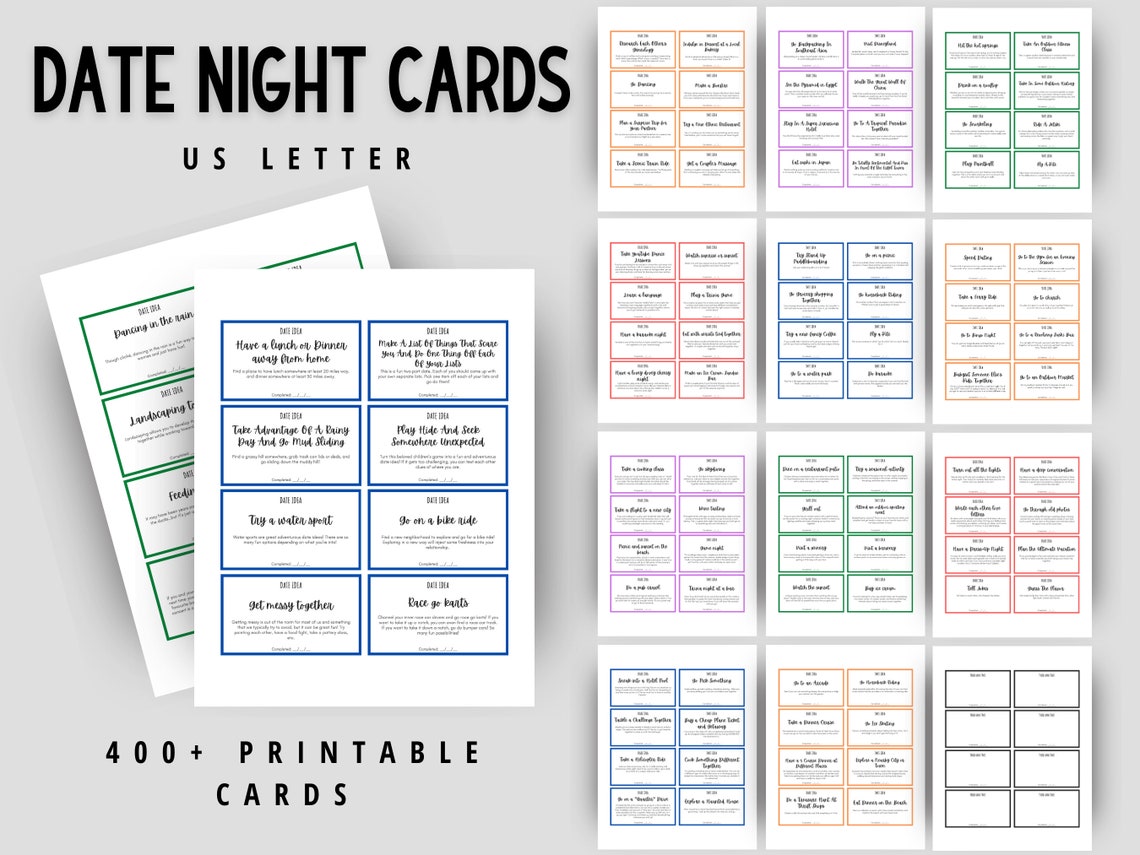 Printable Date Cards for Date Night, Date Night Idea Card Game, DIY ...