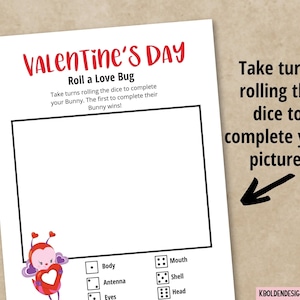 Valentine's Day Roll a Love Bug, Dice Game Printable, Fun Valentine's ...