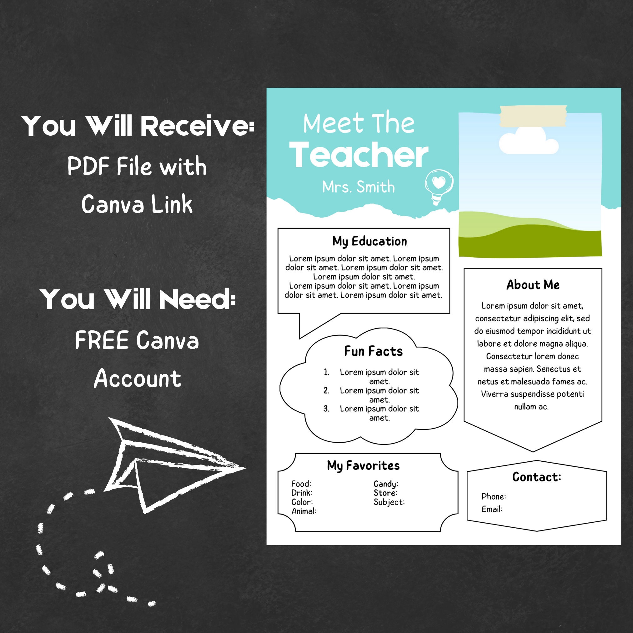 Editable Meet the Teacher Canva Template Newsletter Template Teacher ...