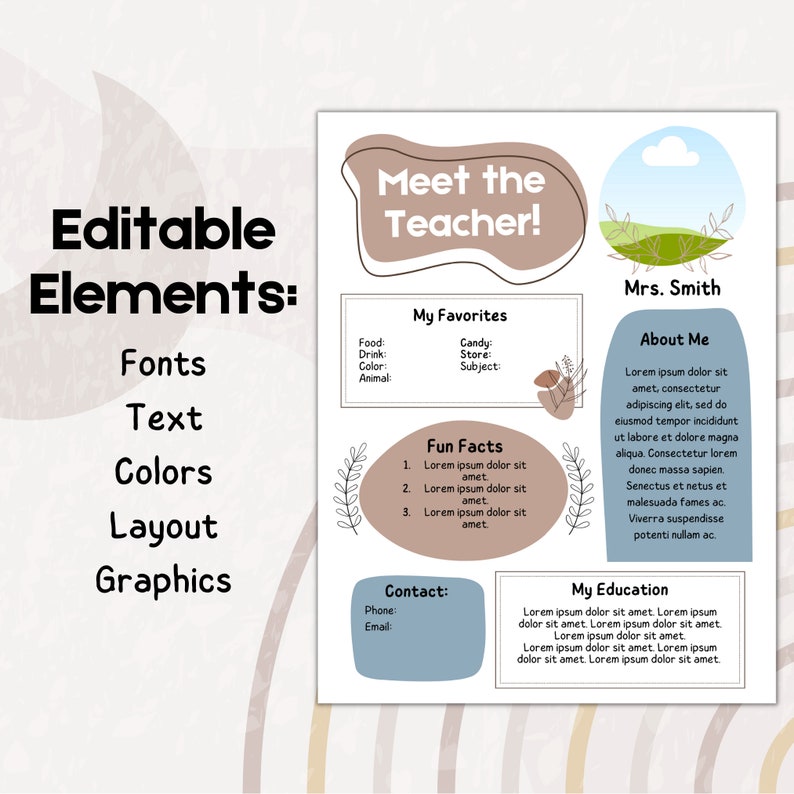 Editable Meet the Teacher Canva Template Newsletter Template Teacher ...