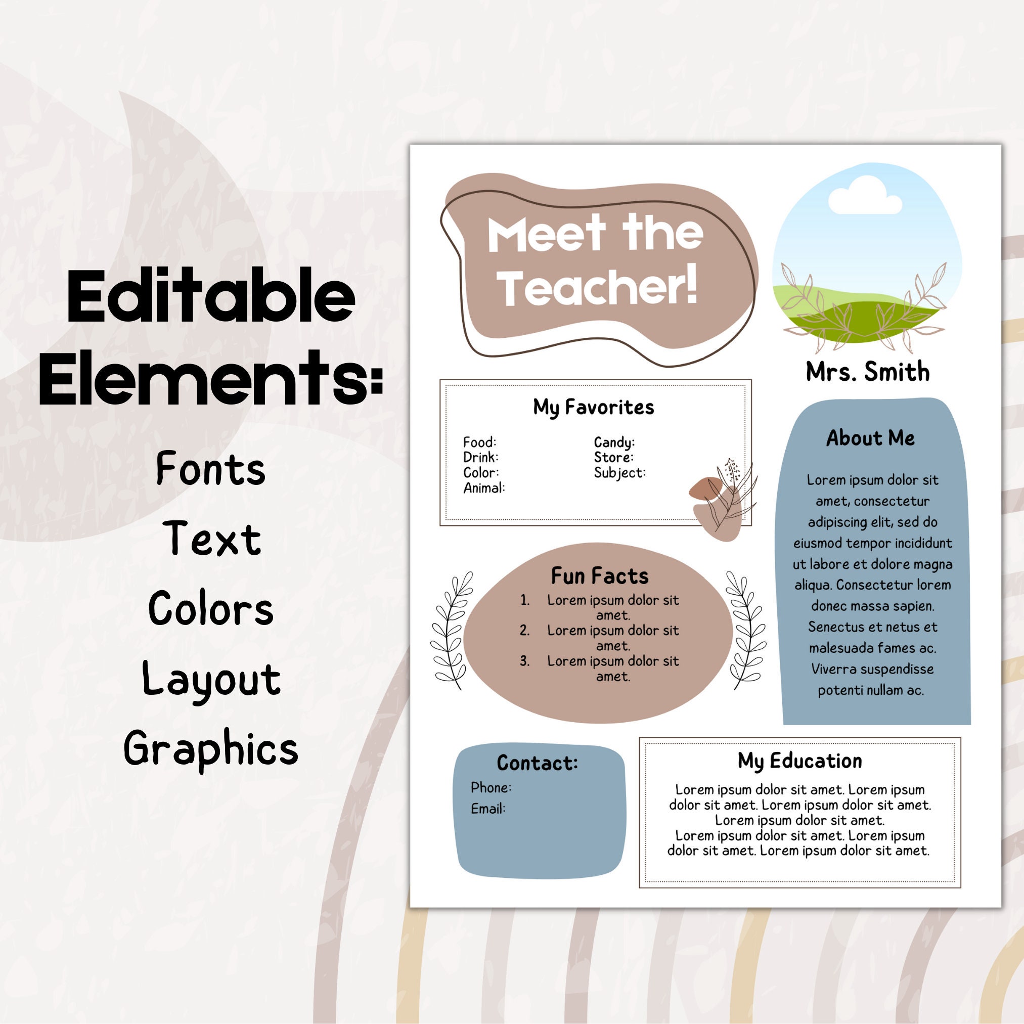 Editable Meet the Teacher Canva Template Newsletter Template Teacher ...