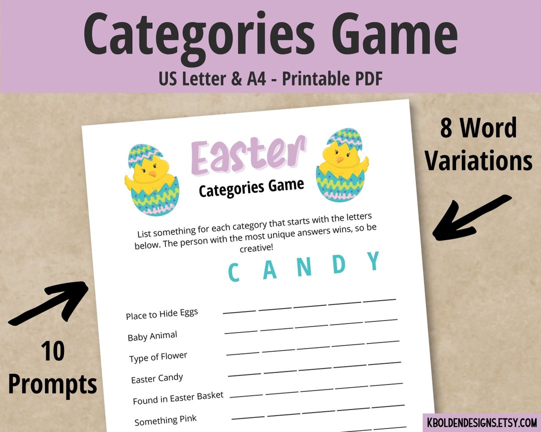 Easter Printable Categories Game, Springtime Game, Kid Activity Sheet ...