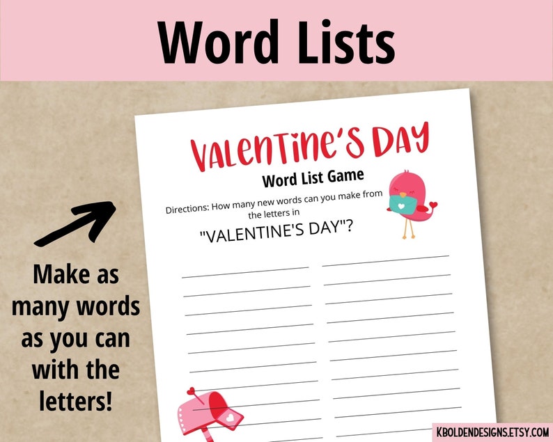 Valentine's Day Printable Activities Bundle, Word Search, Word Scramble ...