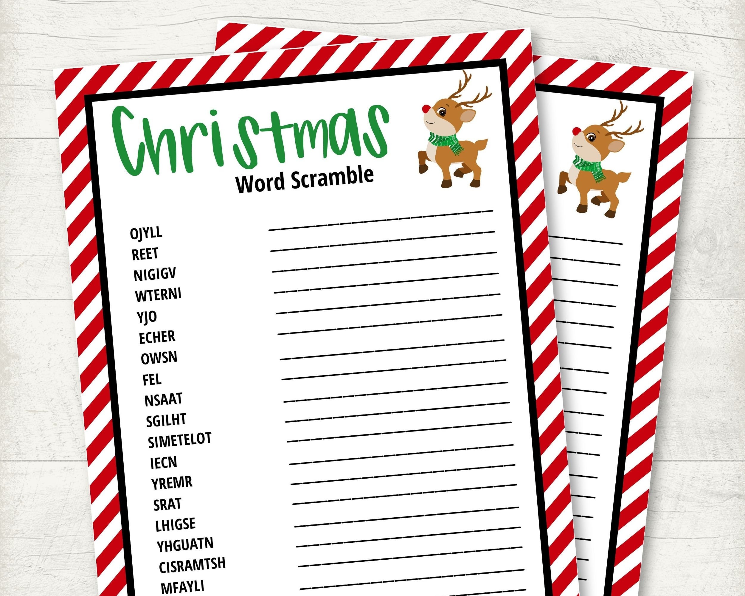 Christmas Word Scramble, Printable Game, Digital Download, Word Game ...