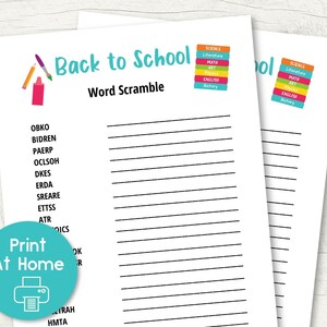 Back to School Word Scramble, Printable Games, Digital Download, Word ...