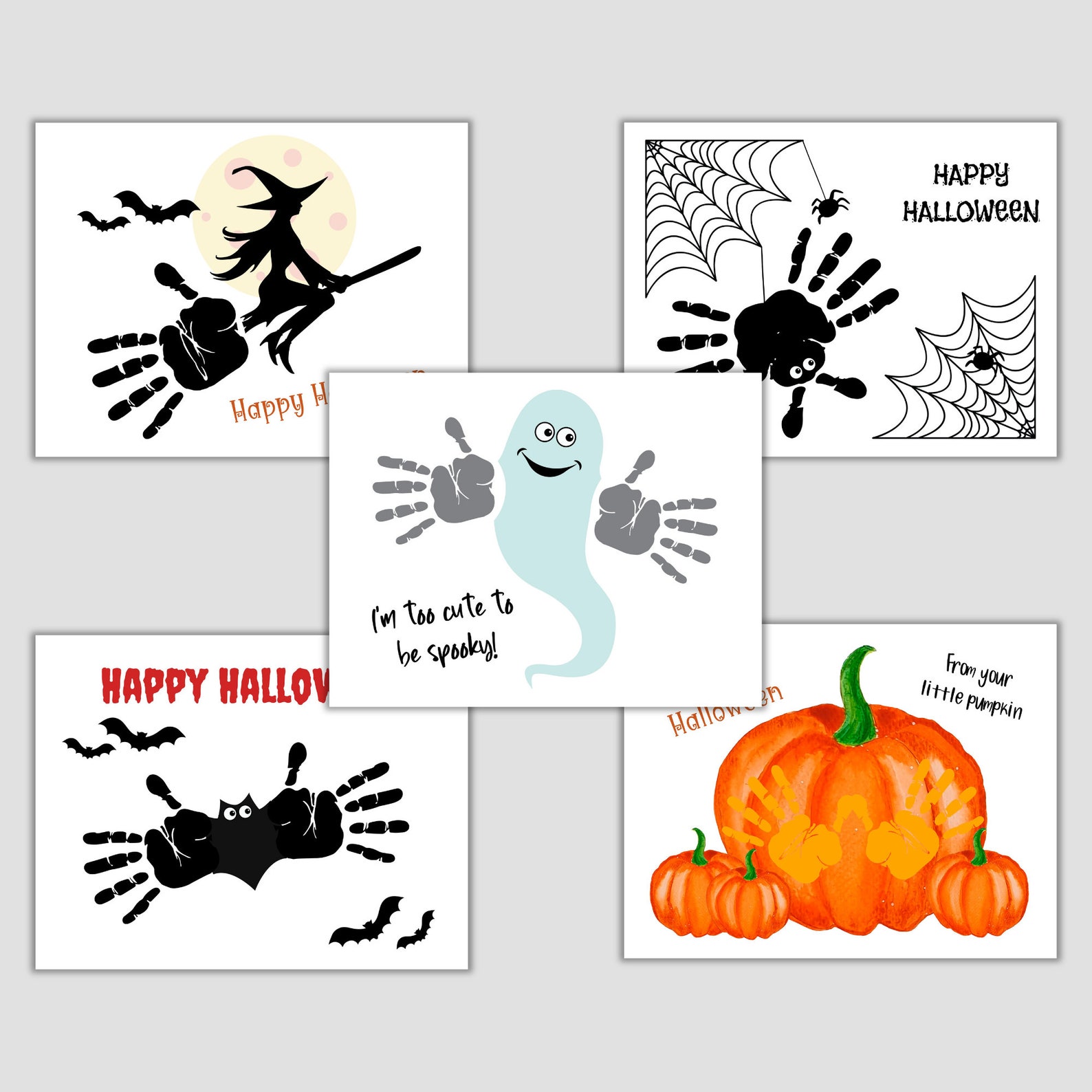 Halloween and Fall Handprint Art Bundle for Kids, Printable Craft PDF ...