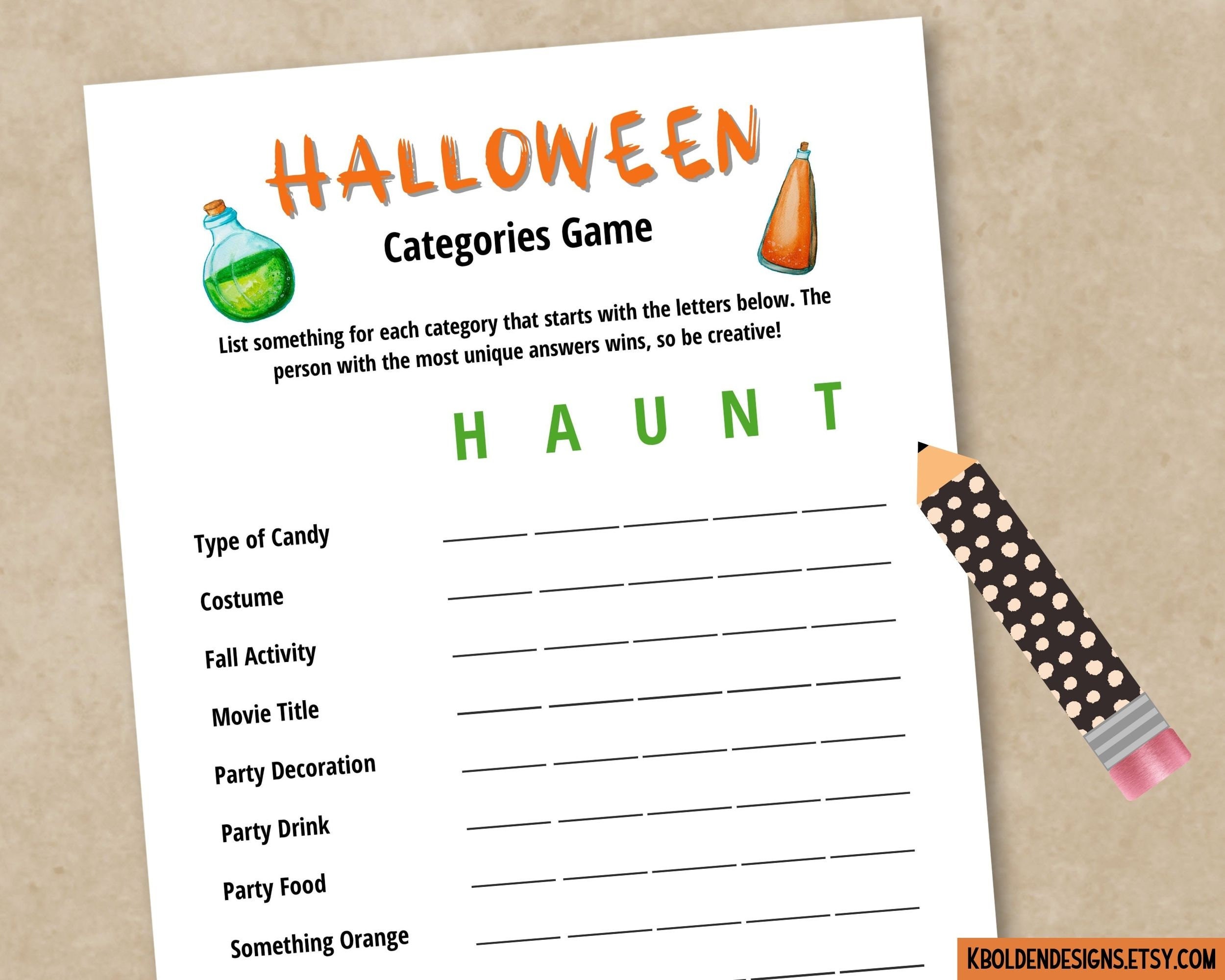 Halloween Party Game Categories Lists Family Game Night Halloween ...