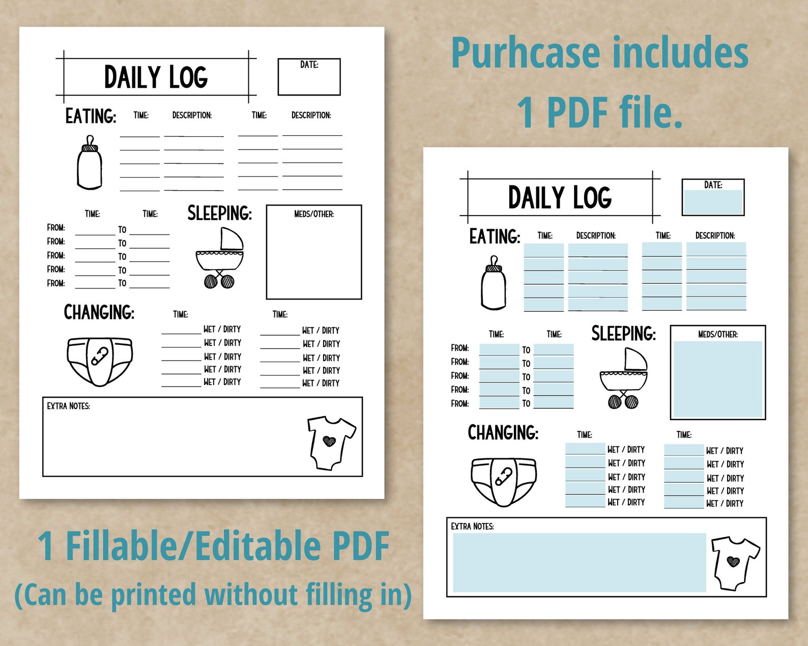 Baby Log and Schedule, Infant Daily Log Printable, Newborn Daily Log ...