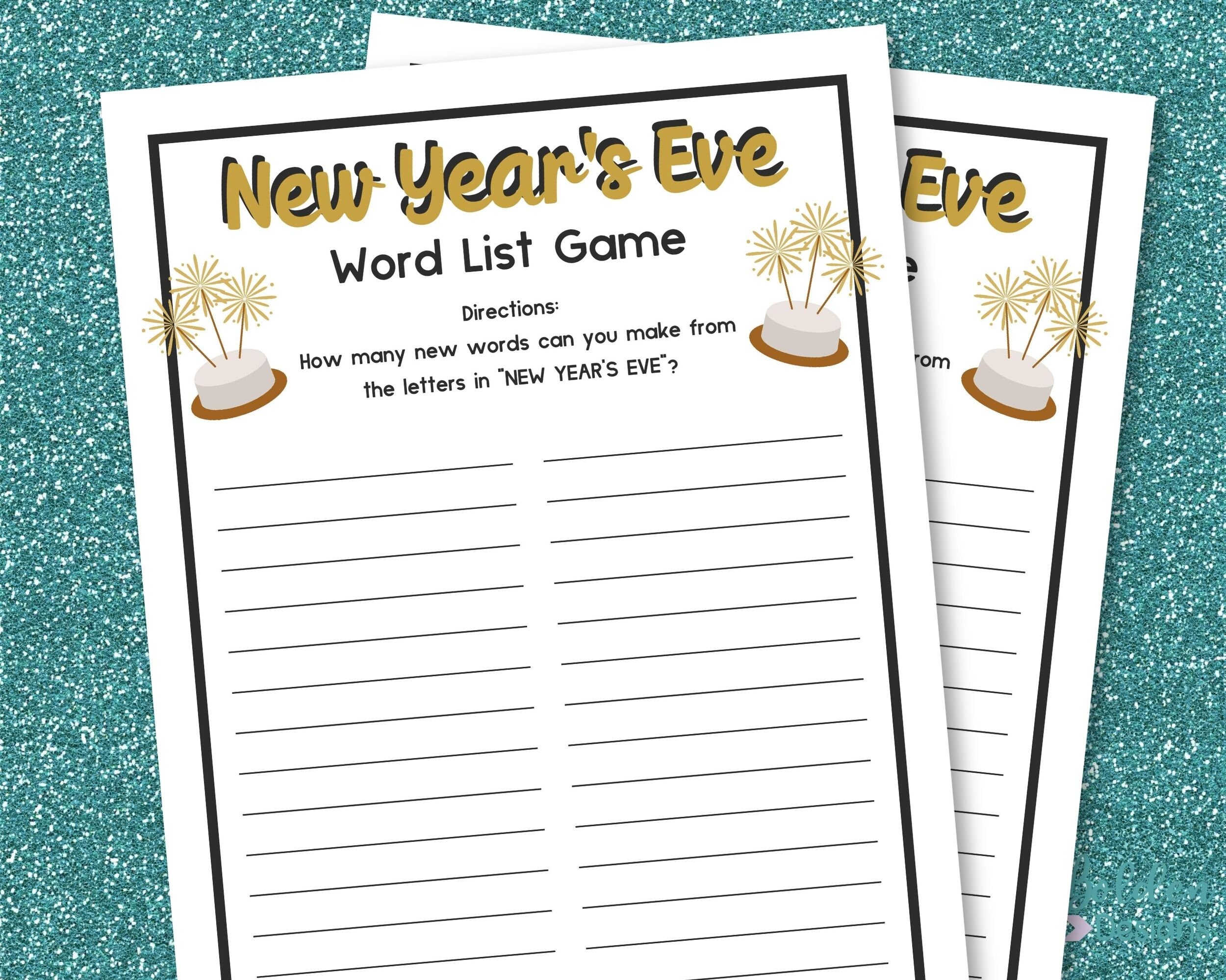 New Year's Activities Bundle - Word Games - Etsy