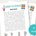 Back to School Word Search, Printable Games, Digital Download, Word ...
