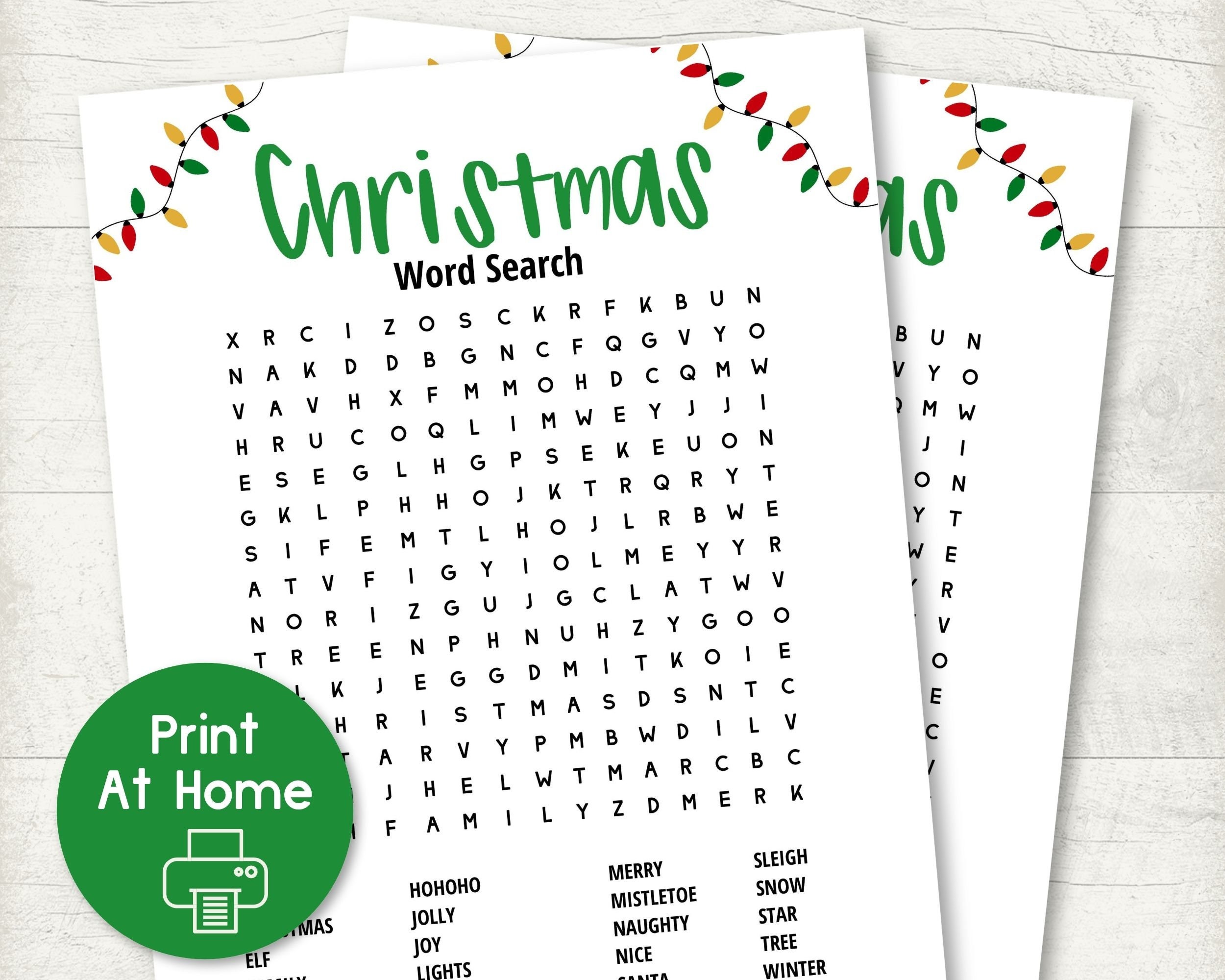 Christmas Word Search, Printable Game, Digital Download, Word Game ...
