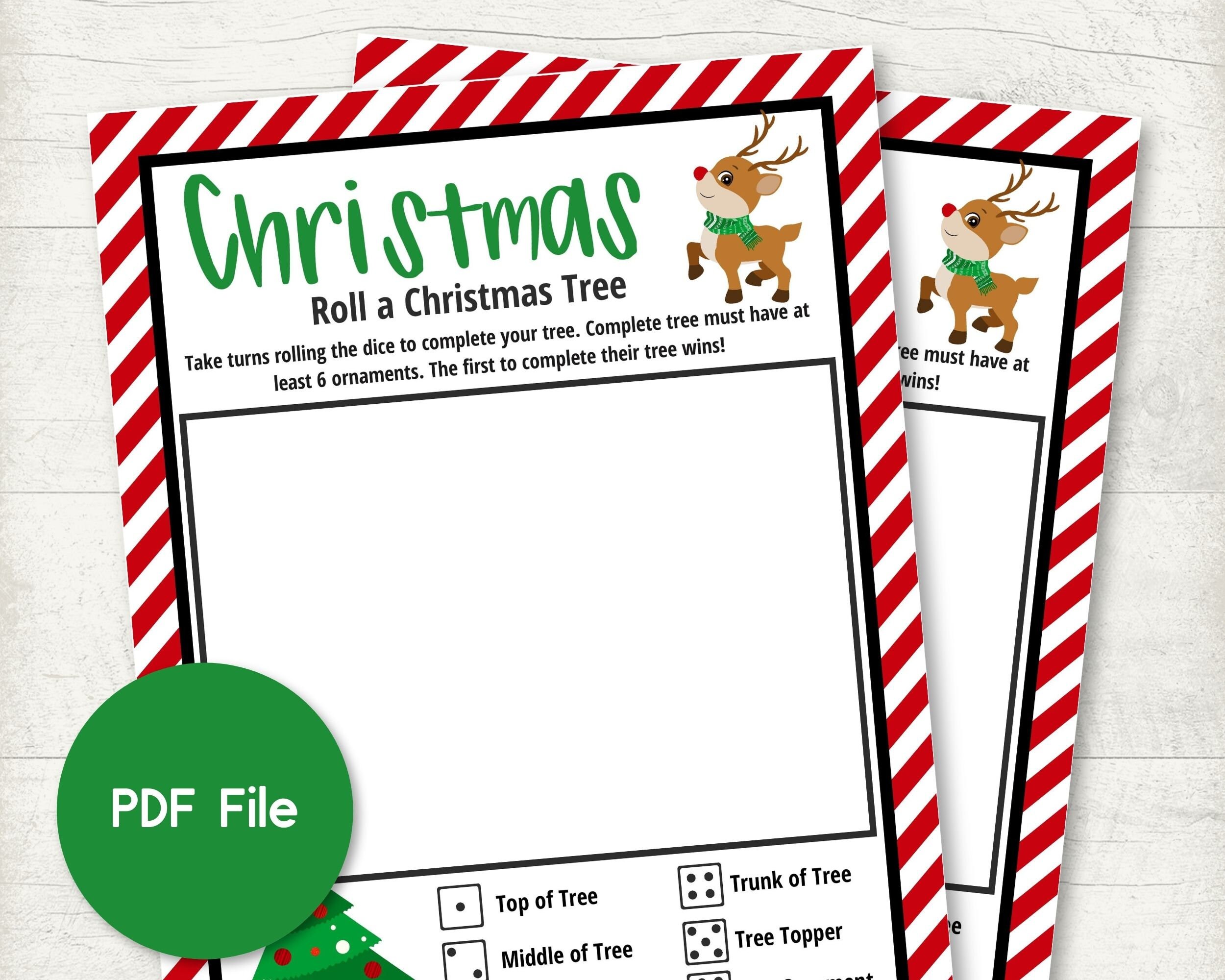 Roll a Christmas Tree Dice Game Printable Holiday Party Game Family ...