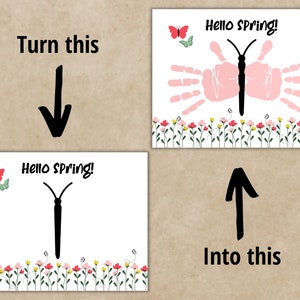 Spring Handprint Art, Spring Footprint Craft, Thumbprint Printable Art ...