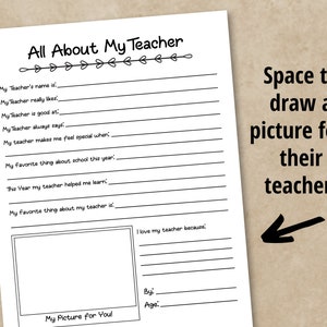 Teacher Appreciation Week Printable All About My Teacher, Teacher ...
