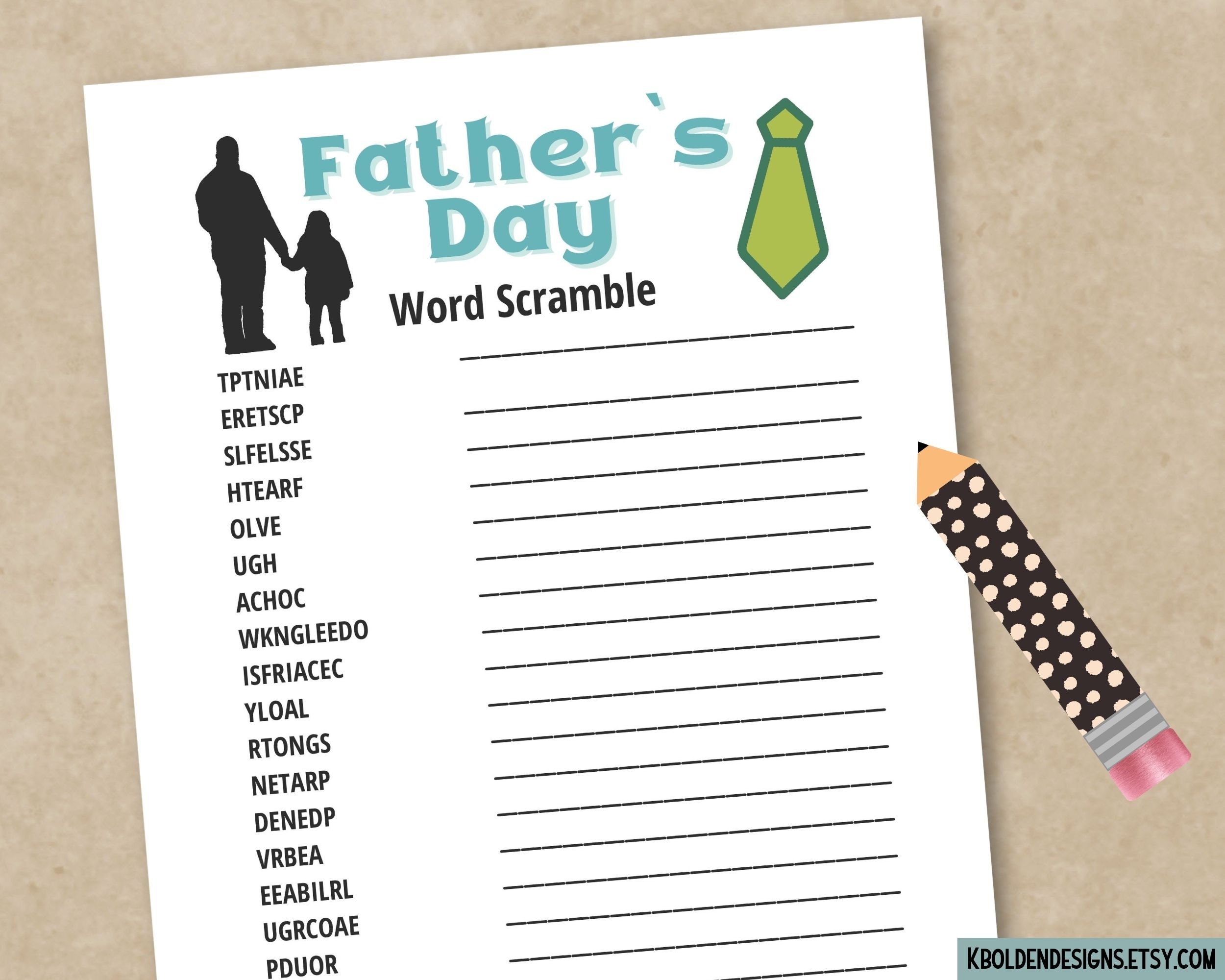 Father's Day Printable Word Scramble, Classroom Activity, Games With ...