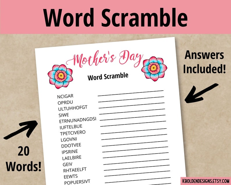 Mother's Day Printable Activity Bundle, Digital Download, Word Search ...