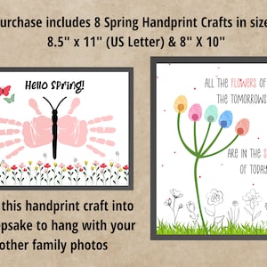Spring Handprint Art, Spring Footprint Craft, Thumbprint Printable Art ...