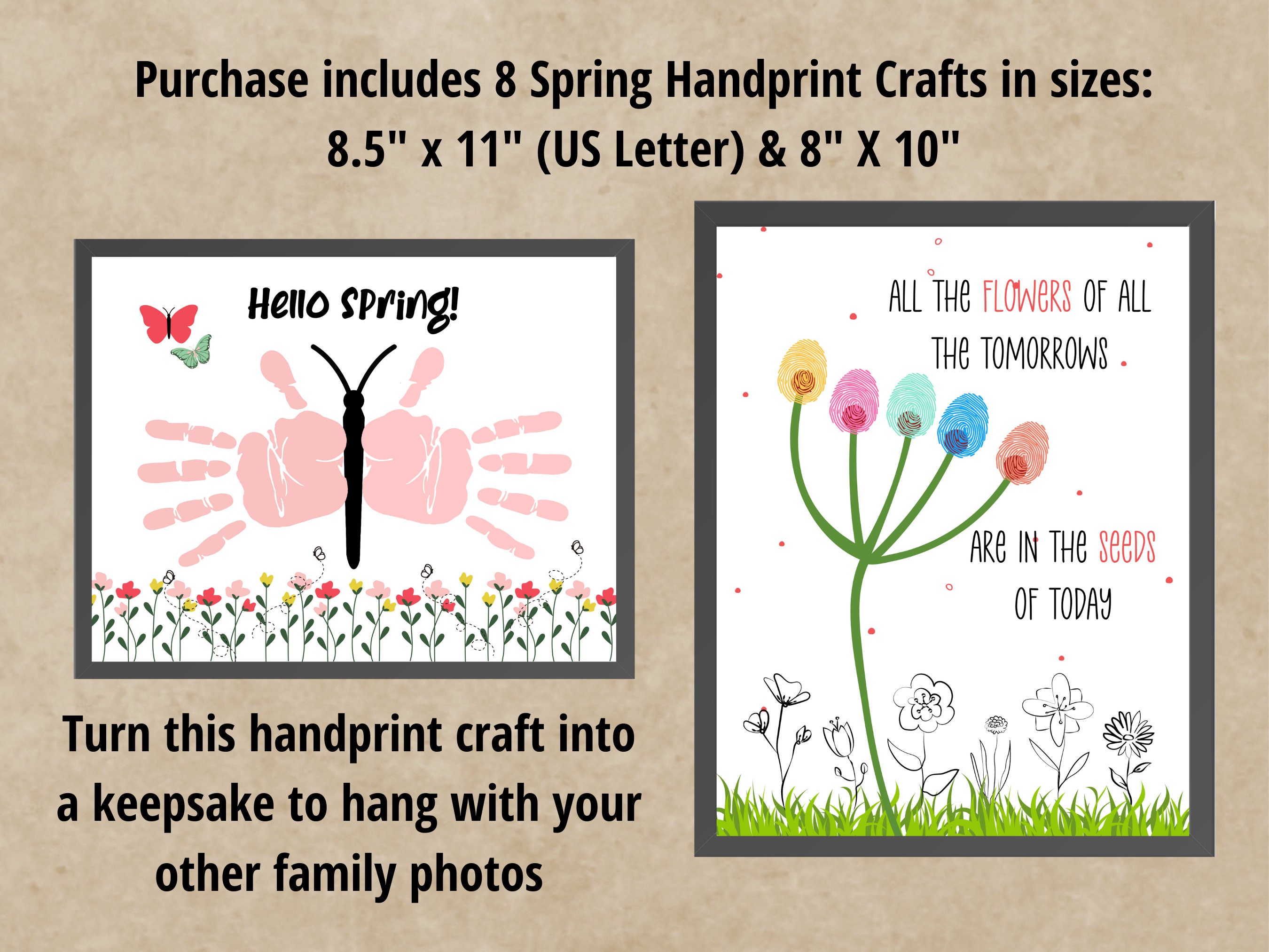 Spring Handprint Art, Spring Footprint Craft, Thumbprint Printable Art ...