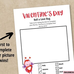 Valentine's Day Roll a Love Bug, Dice Game Printable, Fun Valentine's ...