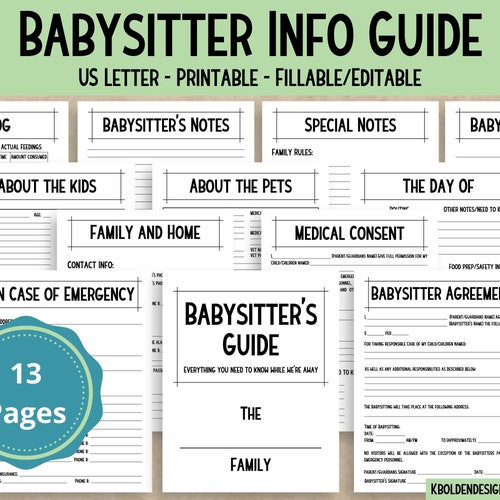 Babysitter's Guide Caregiver Binder Nanny Kit - Etsy