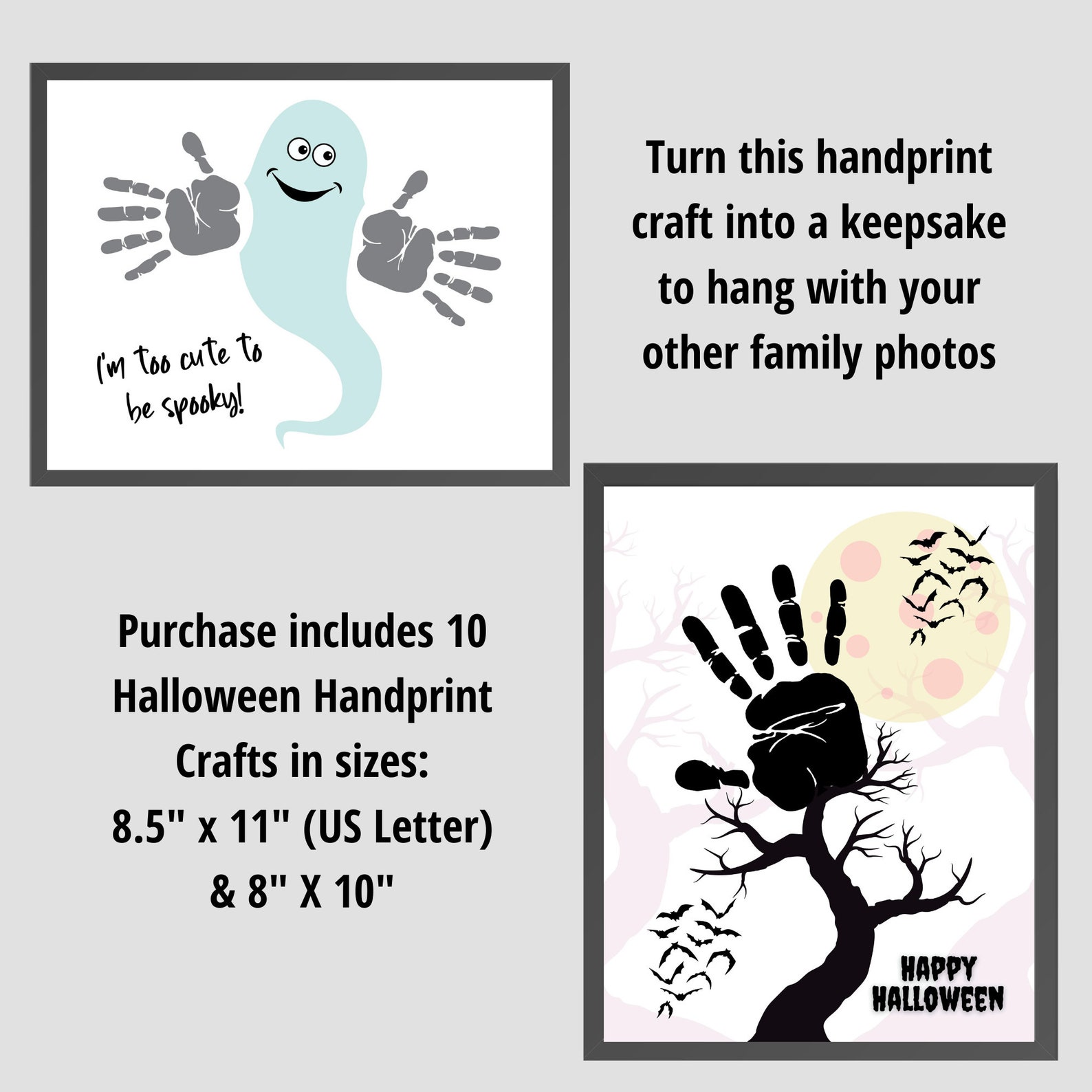 Halloween and Fall Handprint Art Bundle for Kids, Printable Craft PDF ...