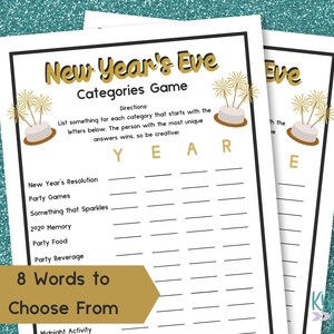 New Year's Activities Bundle - Word Games - Etsy