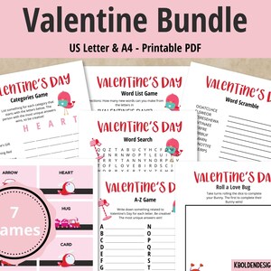 Valentine's Day Printable Activities Bundle, Word Search, Word Scramble ...