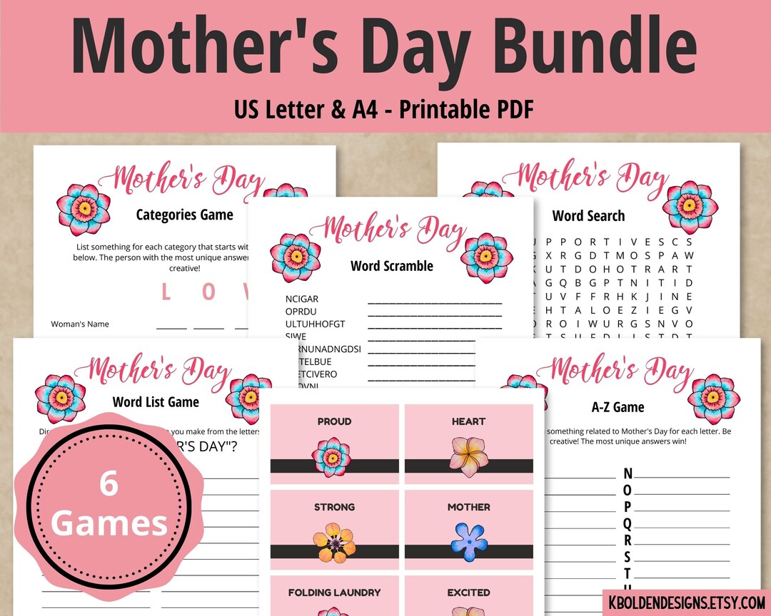 Mother's Day Printable Activity Bundle, Digital Download, Word Search ...