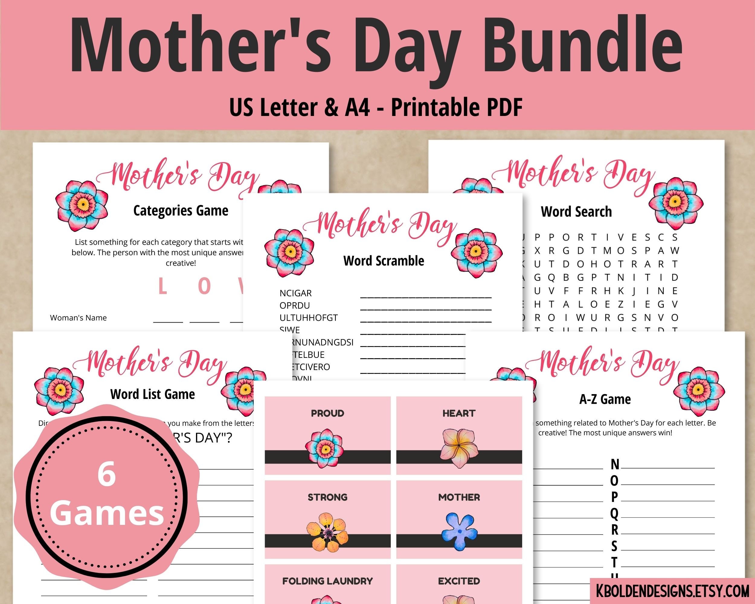 Mother's Day Printable Activity Bundle, Digital Download, Word Search ...