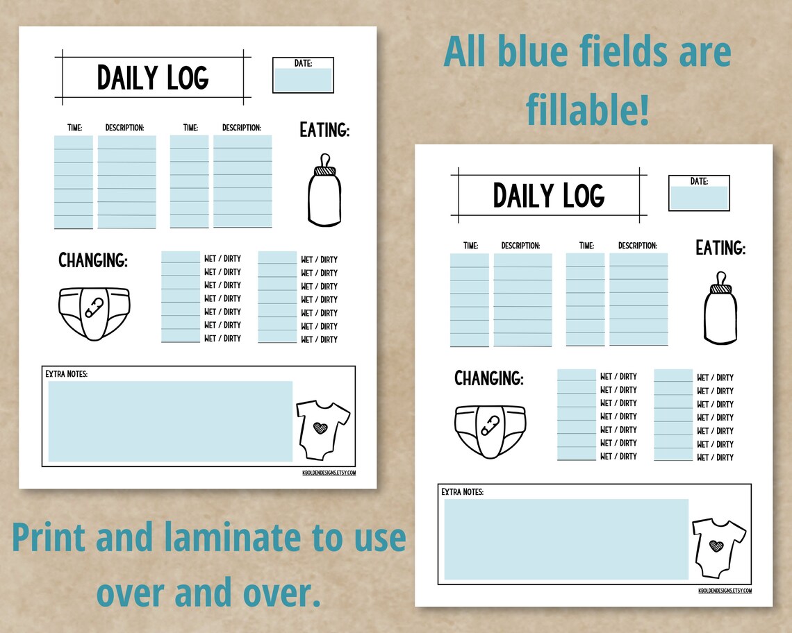 Baby Log and Schedule, Infant Daily Log Printable, Newborn Daily Log ...