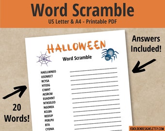 Halloween Word Scramble Printable Game Icebreaker Activity - Etsy