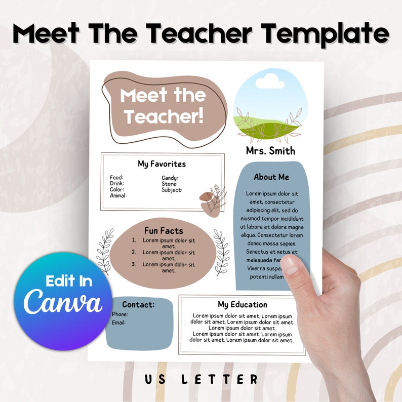 Editable Meet the Teacher Canva Template Newsletter Template Teacher ...