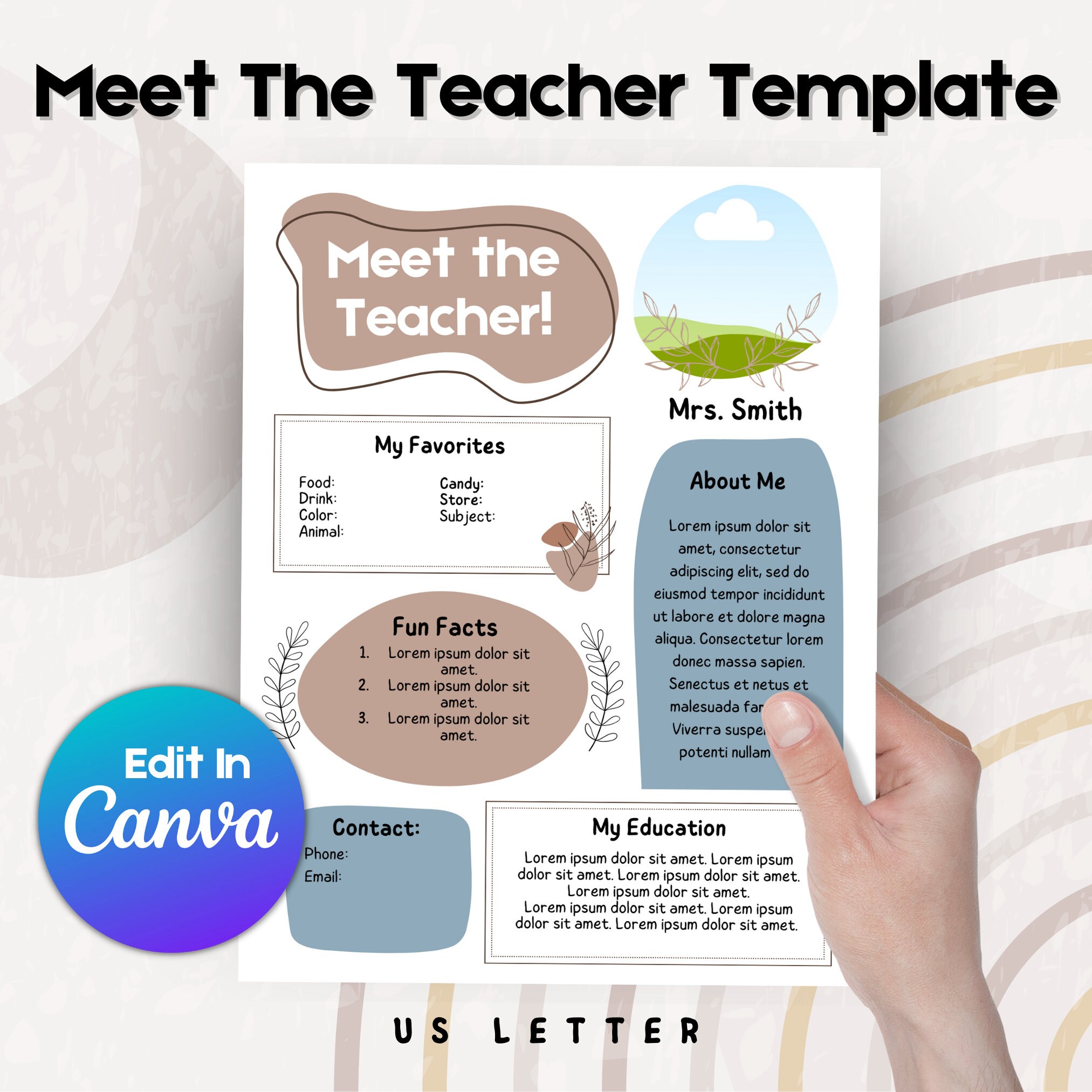 Editable Meet the Teacher Canva Template Newsletter Template Teacher ...
