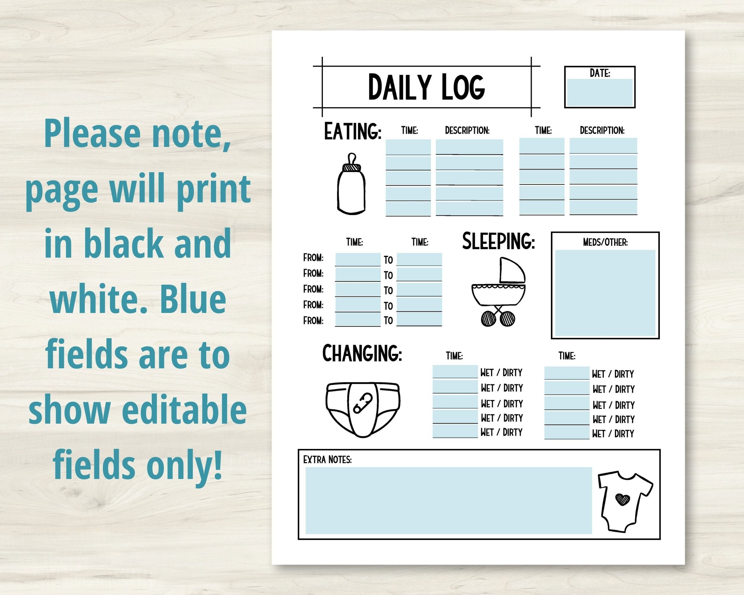 Baby Log and Schedule, Infant Daily Log Printable, Newborn Daily Log ...