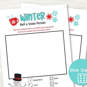 Winter Dice Game Printable Roll a Snowman Roll a Snowperson Word Game ...