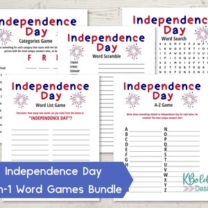 Independence Day 5-in-1 Word Games, Patriotic Bundle, USA, America, 4th ...