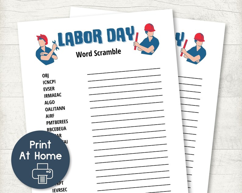 Labor Day Word Scramble, Printable Games, Digital Download, Word Games ...
