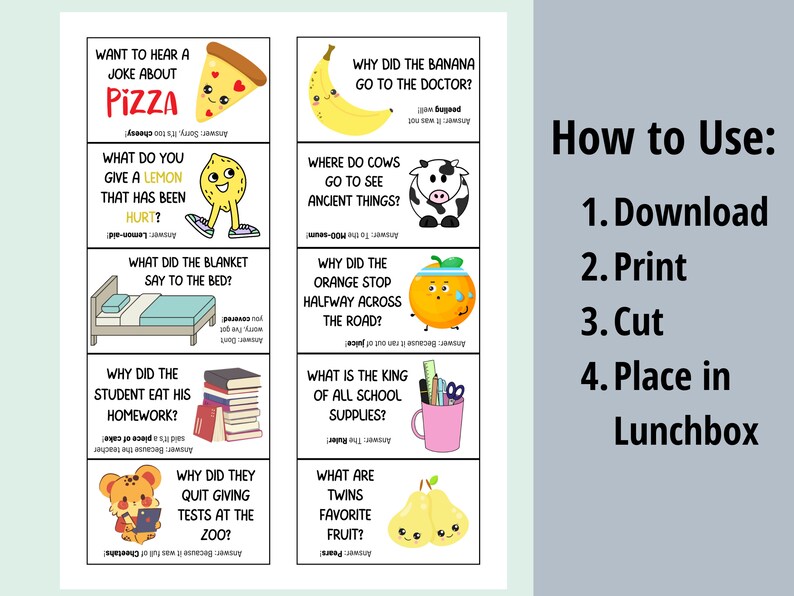 Lunch Box Jokes, Lunch Box Notes, Lunchbox Notes, Kids Lunch Box Notes ...