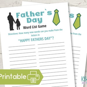 Father's Day Printable Games Bundle, Father's Day Word Games, Word ...